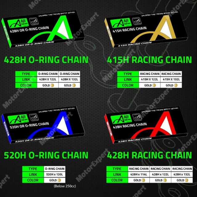 AJI RACING GOLD CHAIN RANTAI ORING 428H 122L 132L O-RING O RING Y15ZR ...