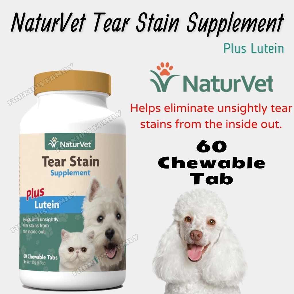 Naturvet Tear Stain Supplement Tablets Plus Lutein (60 Chewable Tablets ...