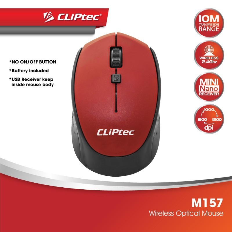 CLiPtec 1600dpi 2.4GHz Wireless Optical Mouse M157 | Shopee Malaysia