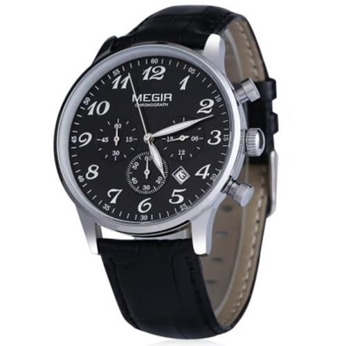 MALE QUARTZ SPORT WATCH THREE WORKING SUB-DIALS DATE FUNCTION POINTER ...