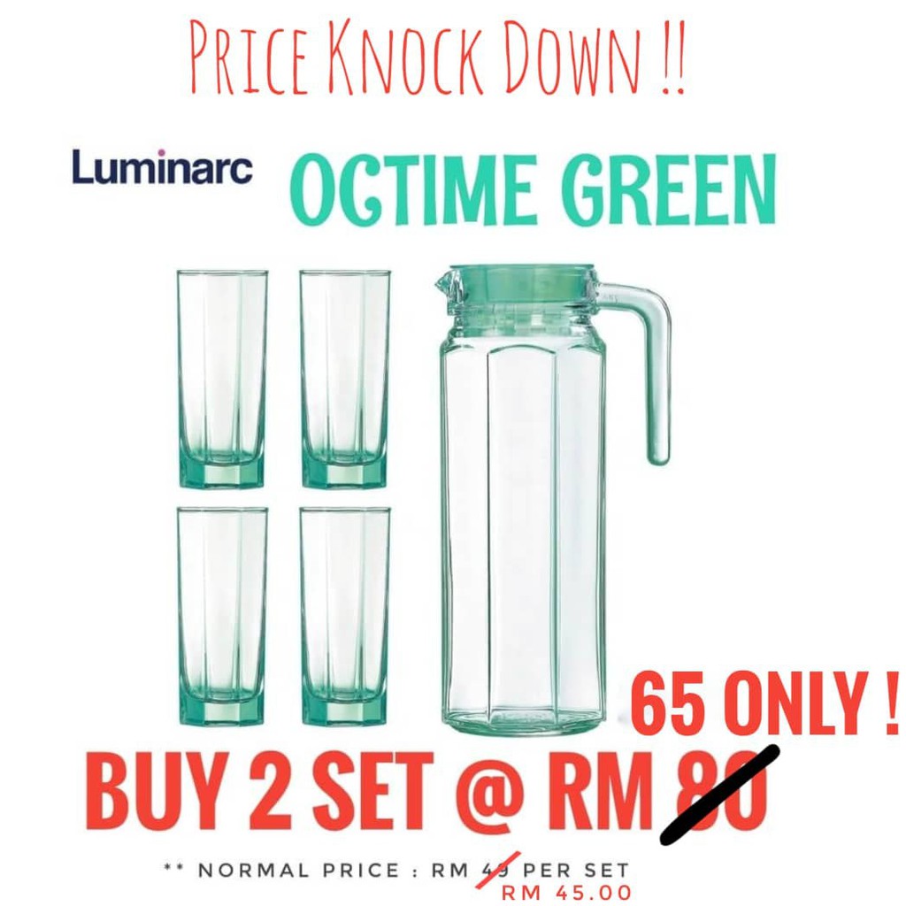 LUMINARC OCTIME GREEN DRINKSET 5PCS | Shopee Malaysia