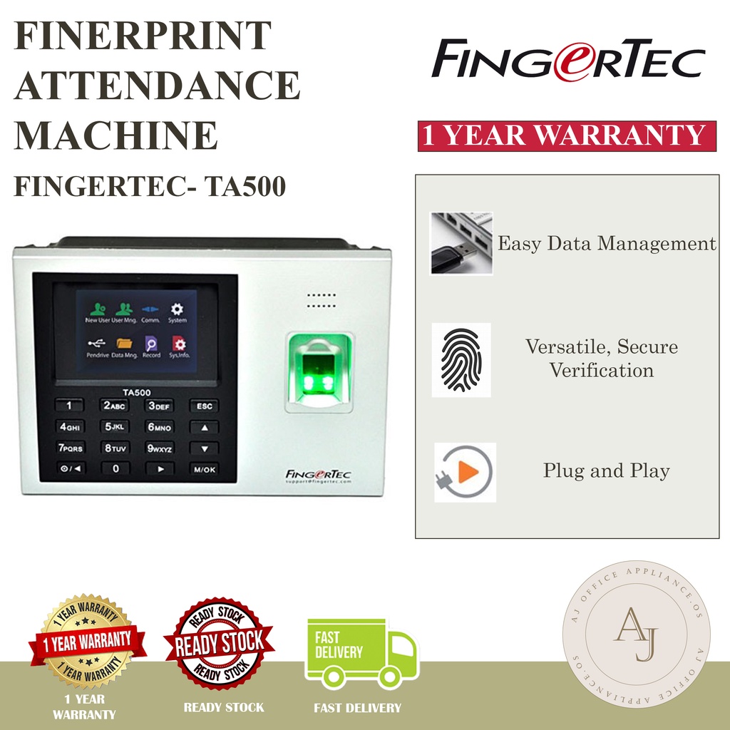 FingerTec TA500 Biometric Fingerprint Thumbprint Time Attendance Machine Fingerprint Mesin ...