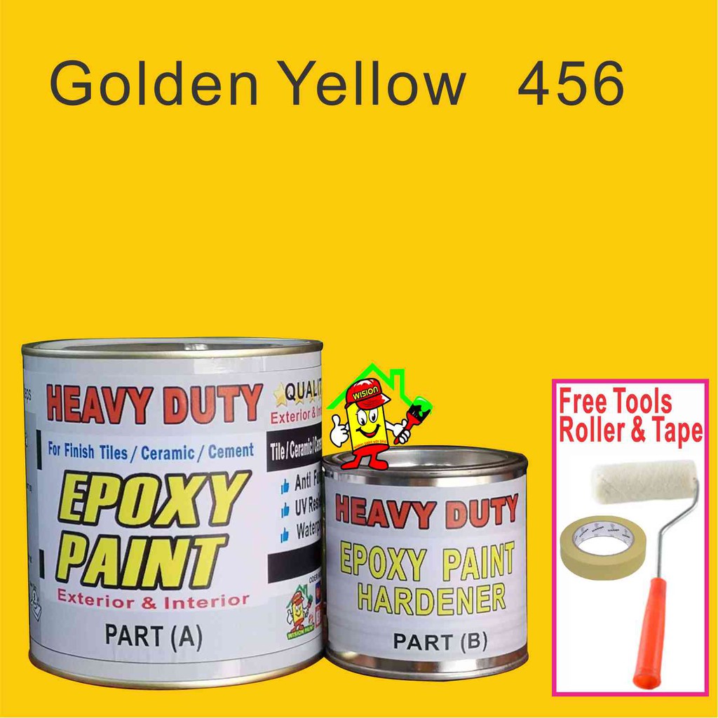456 GOLDEN YELLOW • 5L • Heavy Duty • Epoxy Finish c/w Painting Toolset ...