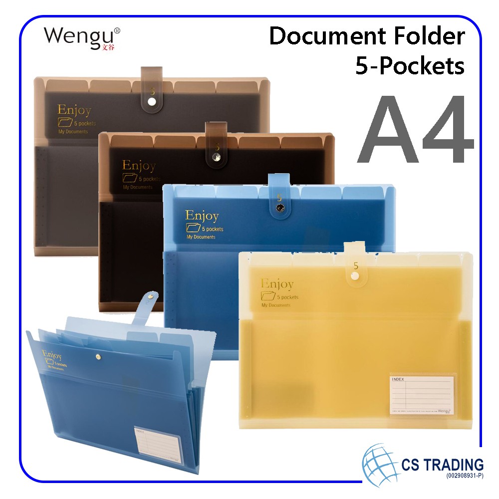 Wengu A4 Expanding Accordion Clip File Folder / Document Folder (5 ...