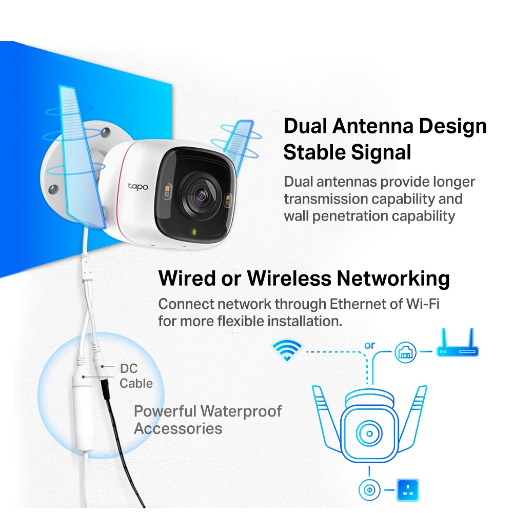 TP-Link Tapo TC65 C310 / C320WS / C325WB | 2K/4MP Full Color Night ...
