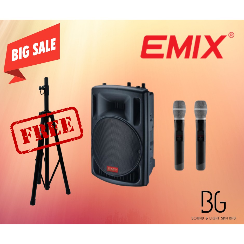 EMIX EMPP-58VM (EMPP58VM ) 12INCH 350W PORTABLE SPEAKER WITH 2 HANDHELD ...