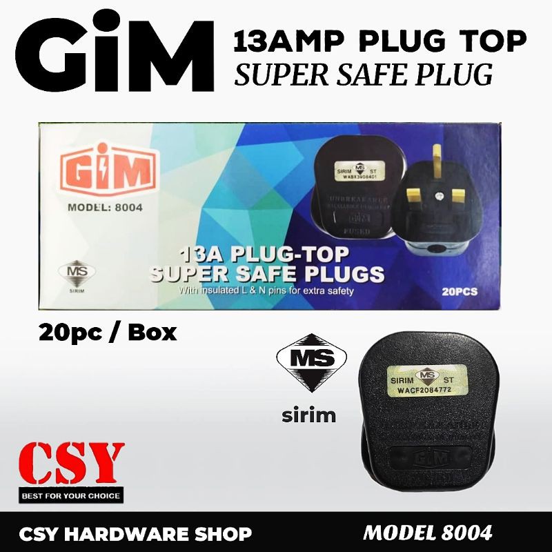SIRIM 13Amp Black Plug Top 3 Pin Super Safe Plug / Kepala Plug | Shopee ...
