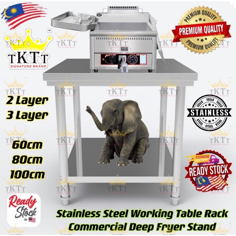 TKTT Heavy Duty Kitchen Working Table Deep Fryer Cooking Rack Stand ...