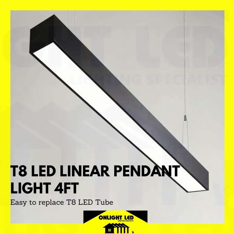 T8 Led linear pendant office light Double / Single casing c/w T8 LED tube | Shopee Malaysia