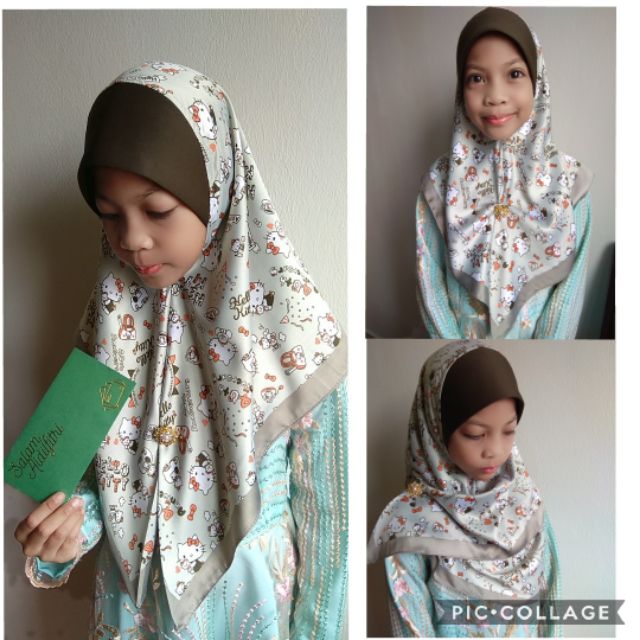 Tudung Instant Kanak2 Bawal Hello Kitty & Printed Awning Scuba | Shopee Malaysia