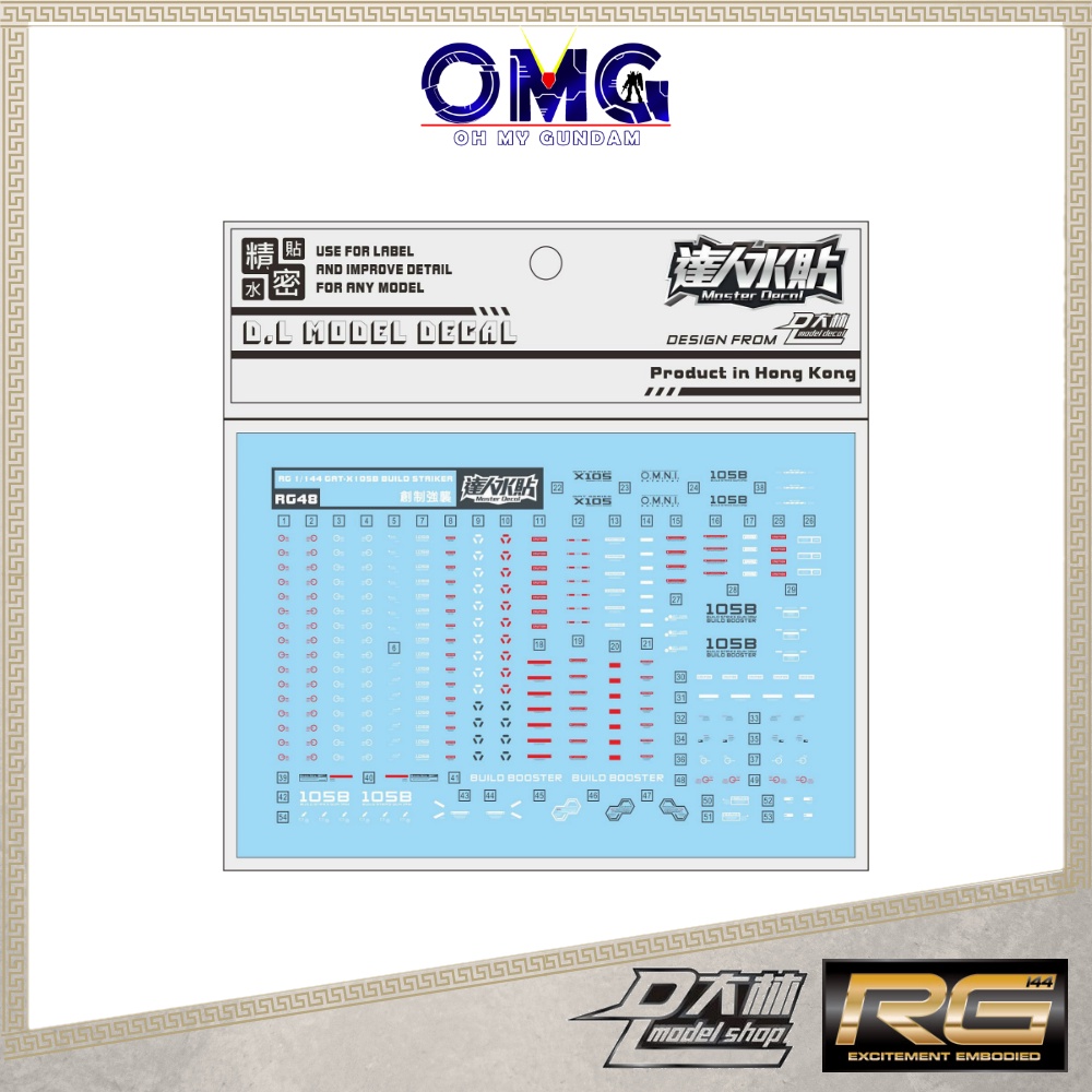 Dalin Water Decal RG48 RG Build Strike Gundam Decals 1/144 Build Strike ...