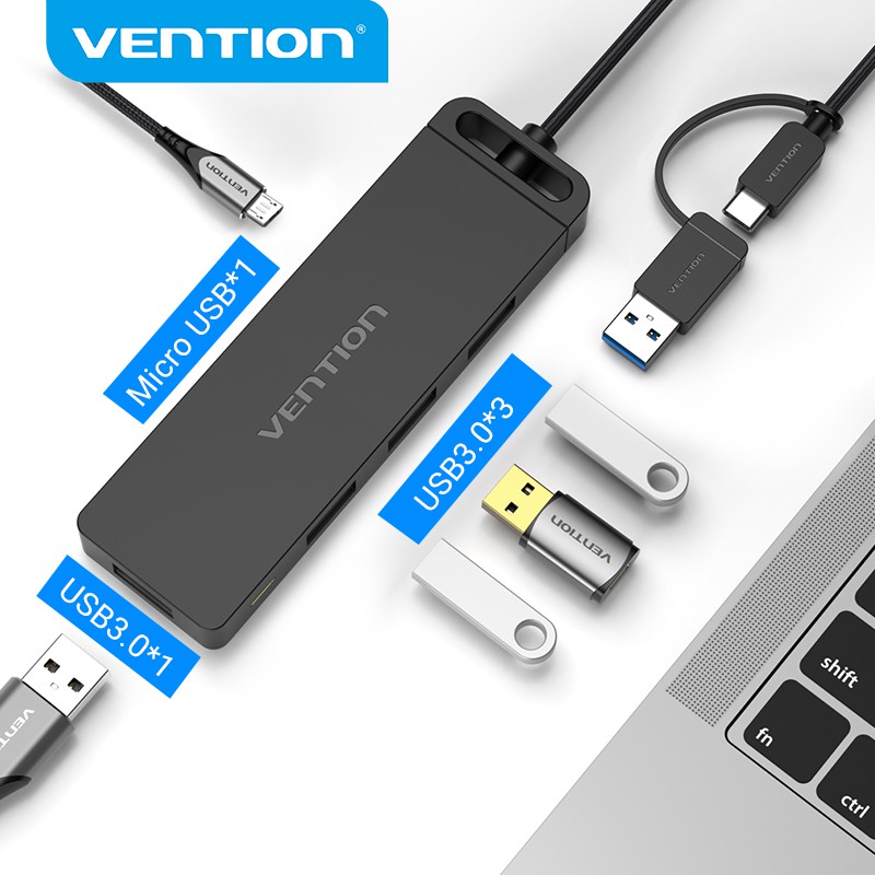 Vention USB 3.0 Hub USB C 2 in 1 USB Hub Expand 4 USB Ports For Laptop ...
