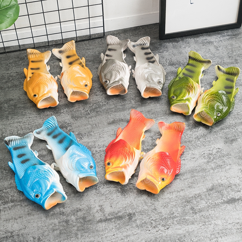 Fish-shaped Slippers 3D Fishes Sandals Beach Simulated Slippers Couple ...