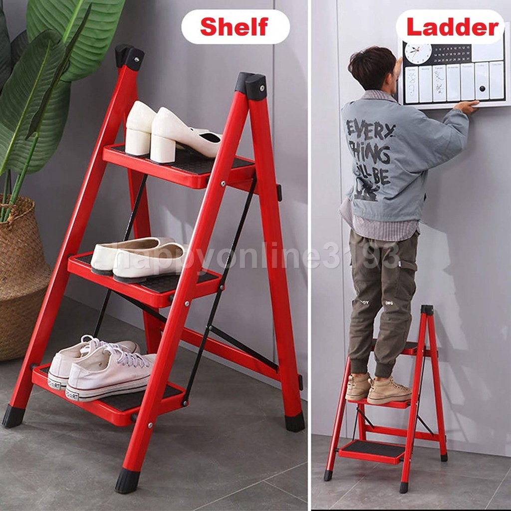 3/4/5 Steps Heavy Duty Lightweight Elegant Foldable Ladder Shelf Stool ...