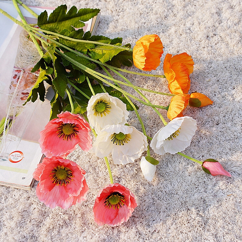 1Pc artificial mini poppy flowers artificial flowers for wedding hotel ...