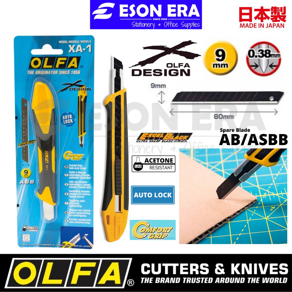 Olfa XA-1 X Design Comfort Grip Auto-Lock Cutter Made in Japan Knife Pisau | Shopee Malaysia