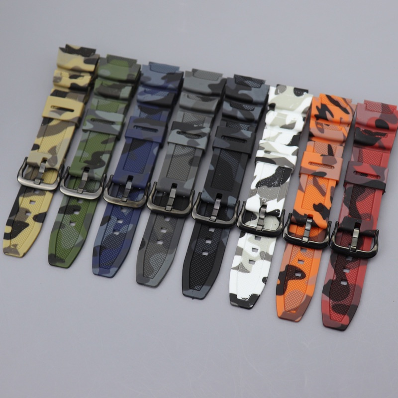 YIFILM 18mm Camouflage Silicone Watch Strap For Casio W-218H AE1200 ...