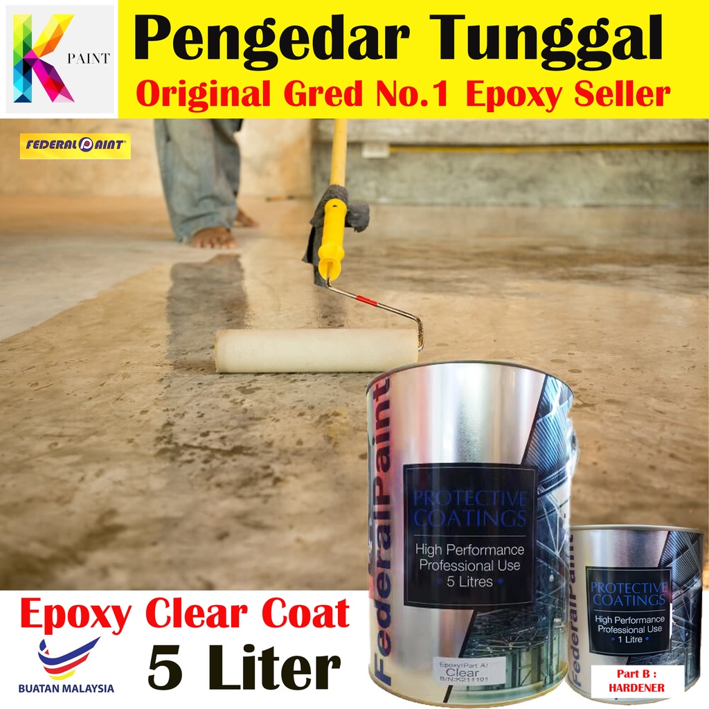 Federal Paint Epoxy Colour Flake Coating Clear Coat (5L CLEAR COAT ...