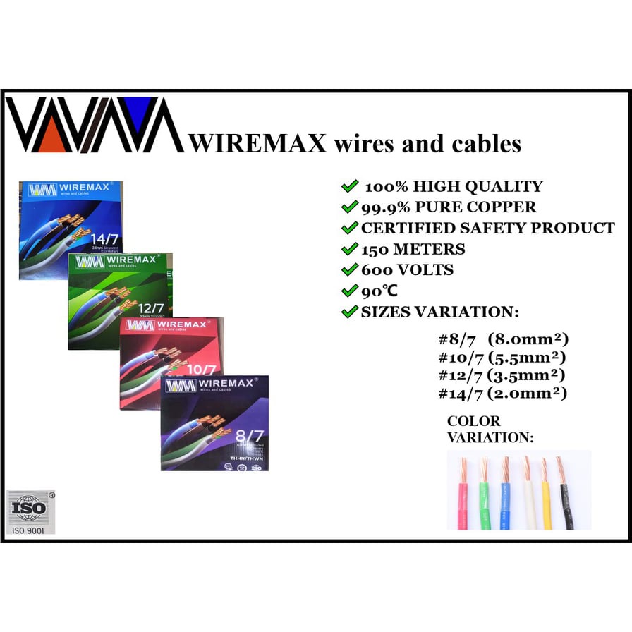 WIREMAX THHN/THWN STRANDED WIRE ( 14/7 2.0MM 12/7 3.5MM ) SOLD PER METER | Shopee Malaysia