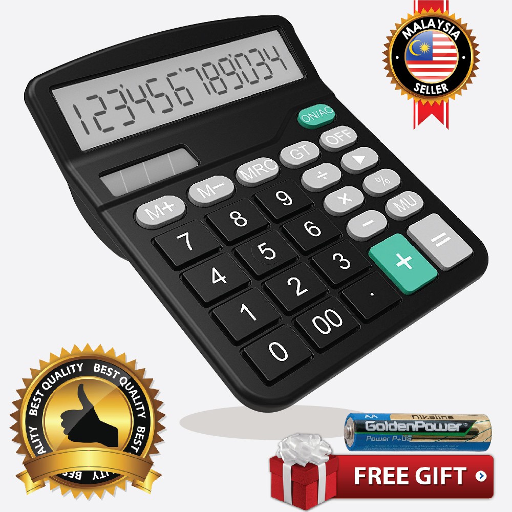 Electronic Calculator Solar And Battery Operated 12 Digits BIG Display ...