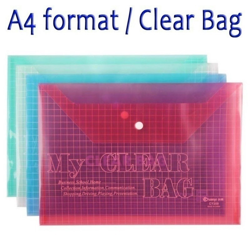A4 PVC Clear File With Button (Random Color) | Shopee Malaysia