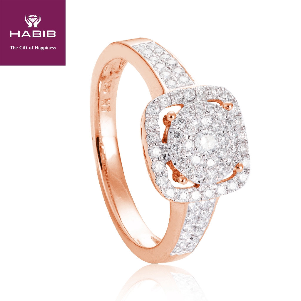 HABIB Fancy Halo Rose Diamond Ring in 750/18K Rose Gold | Shopee Malaysia