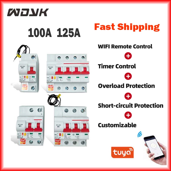 WDYK ZJSB 1P 2P 3P 4P Smart Life (Tuya) WIFI Circuit Breaker 100A 125A ...