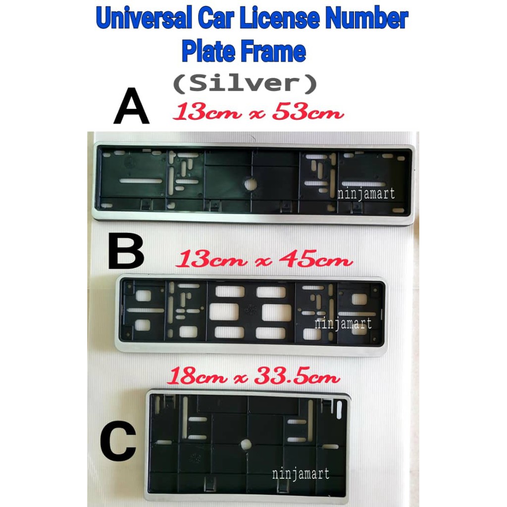 UNIVERSAL CAR LICENSE PLATE FRAME NUMBER PLATE HOLDER (SILVER) | Shopee ...