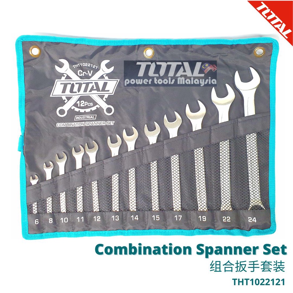 TOTAL 12 Pcs Combination Spanner Set 12件组合扳手套装 - THT1022121 | Shopee Malaysia