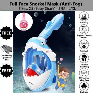 3H Anti-Fog Detachable Shark Full Face Diving/Snorkeling Mask c/w ...