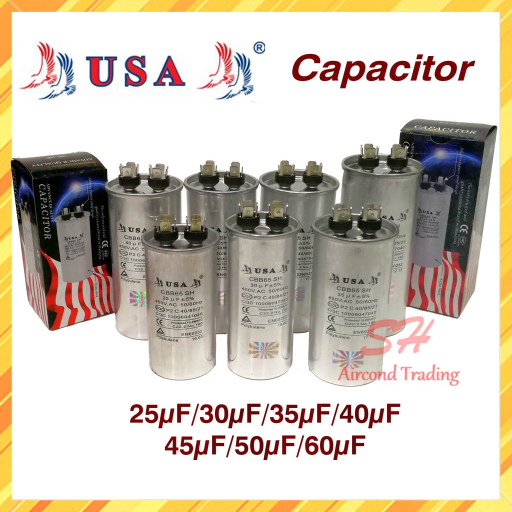 USA CAPACITOR (USA) AIRCOND CAPACITOR 25uF/30uF/35uF/40uF/45uF/50uF ...