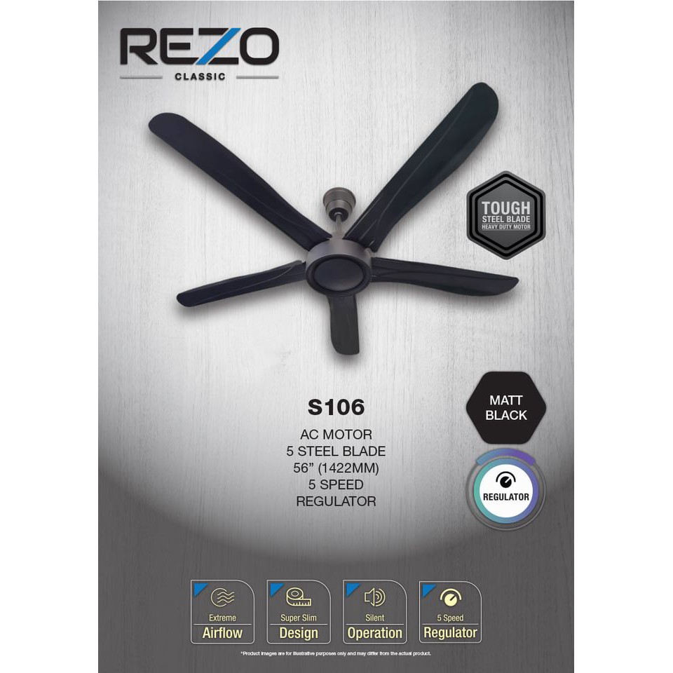 REZO S106 56'' 5 SPEED 5 METAL BLADE REGULATOR CEILING FAN | Shopee ...