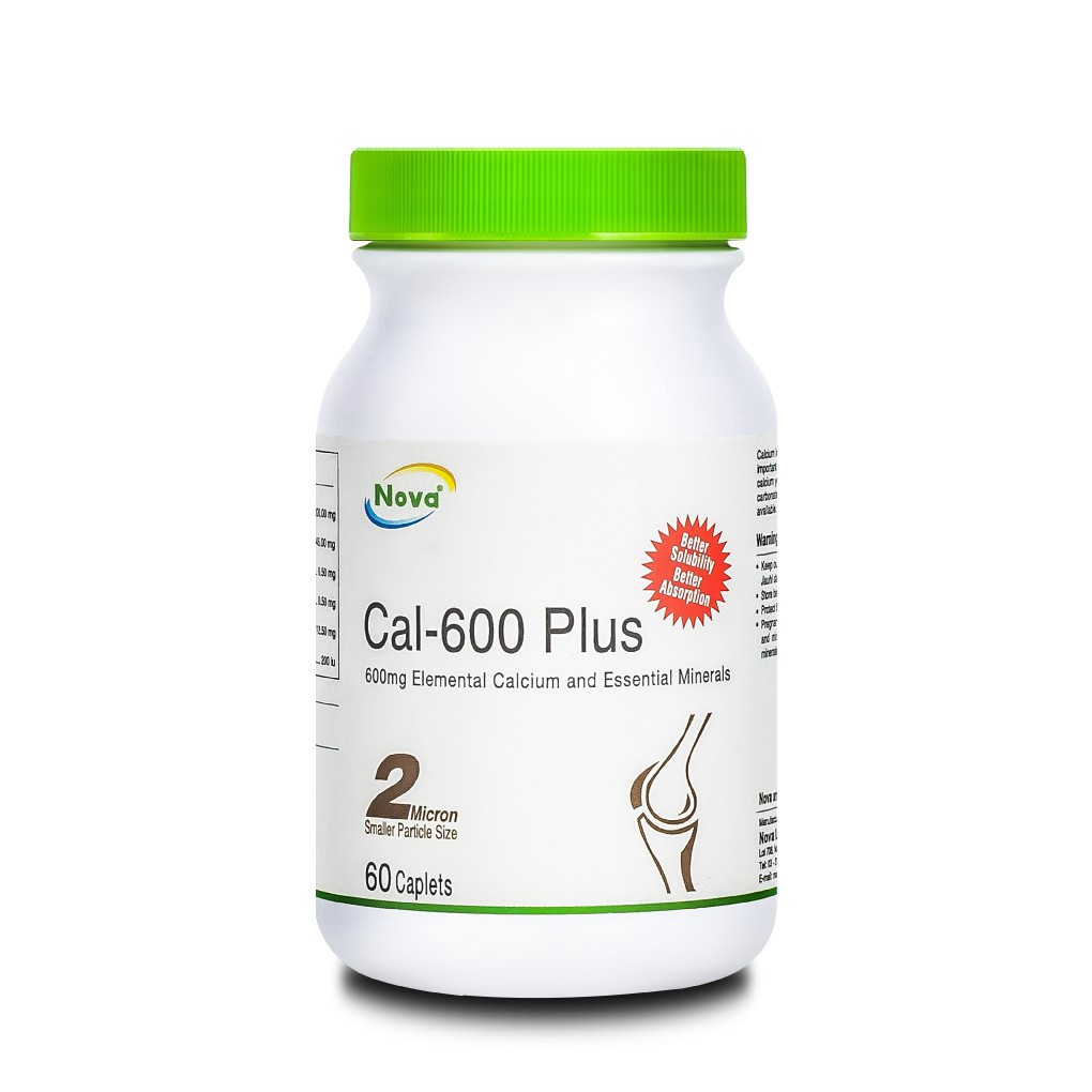 NOVA CAL 600 PLUS elemental calcium 600mg vitamin D3 and minerals ...