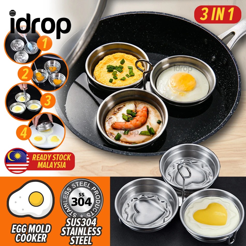 idropmy [ 3IN1 ] Love Shape Egg Cooker Maker Mold SUS304 Stainless ...