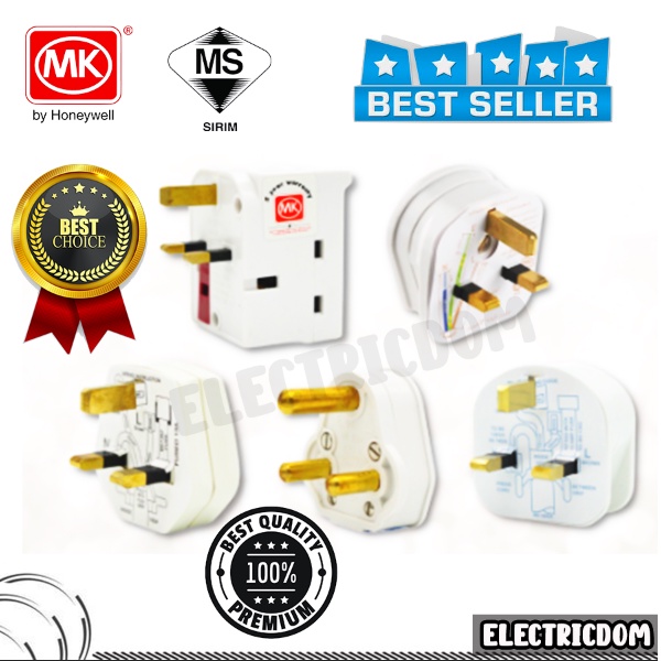 🔥AUTHENTIC🔥MK 13A 15A 3 Pin Plug Top / 3 Way 13A Adaptor/Adapter with ...
