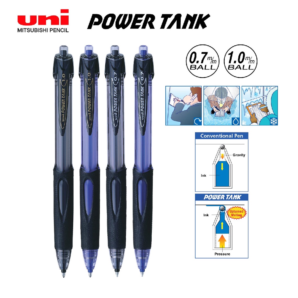 Uni Power Tank Pressurized Ballpoint Ink Pen 0.7mm 1.0mm 1pc | Shopee ...