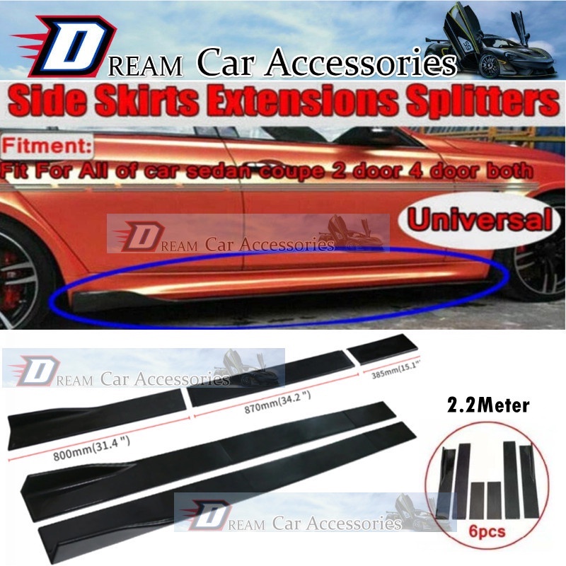 Car Universal Side Skirt Lip Black Grossy Side Skirt Diffuser Body Kit ...