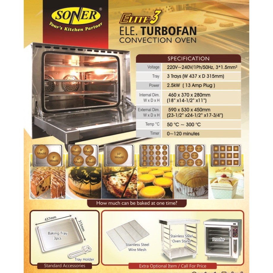 Soner ELITE3 Electric Convection Oven (Turbo Fan) | Shopee Malaysia