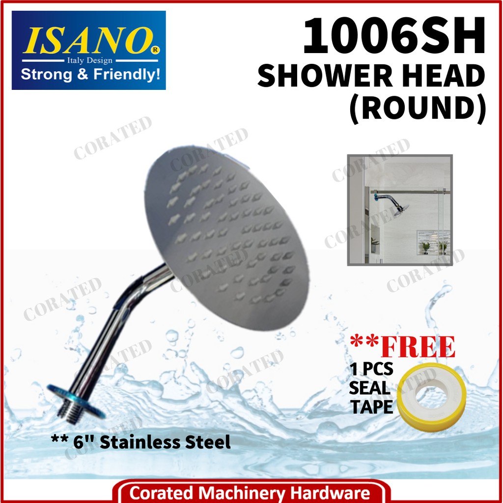 [CORATED] ISANO 6 Stainless Steel Shower Head ( Round ) 1006SH FREE 1 ...