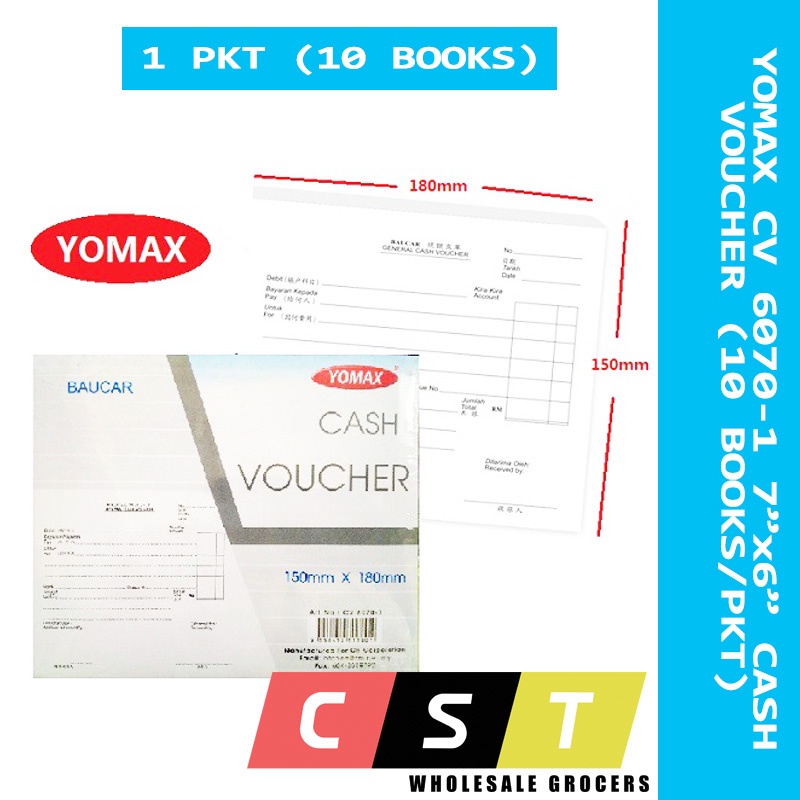 YOMAX CV6070-1 6"x7" Cash Voucher (10 Books/Pkt) | Shopee Malaysia