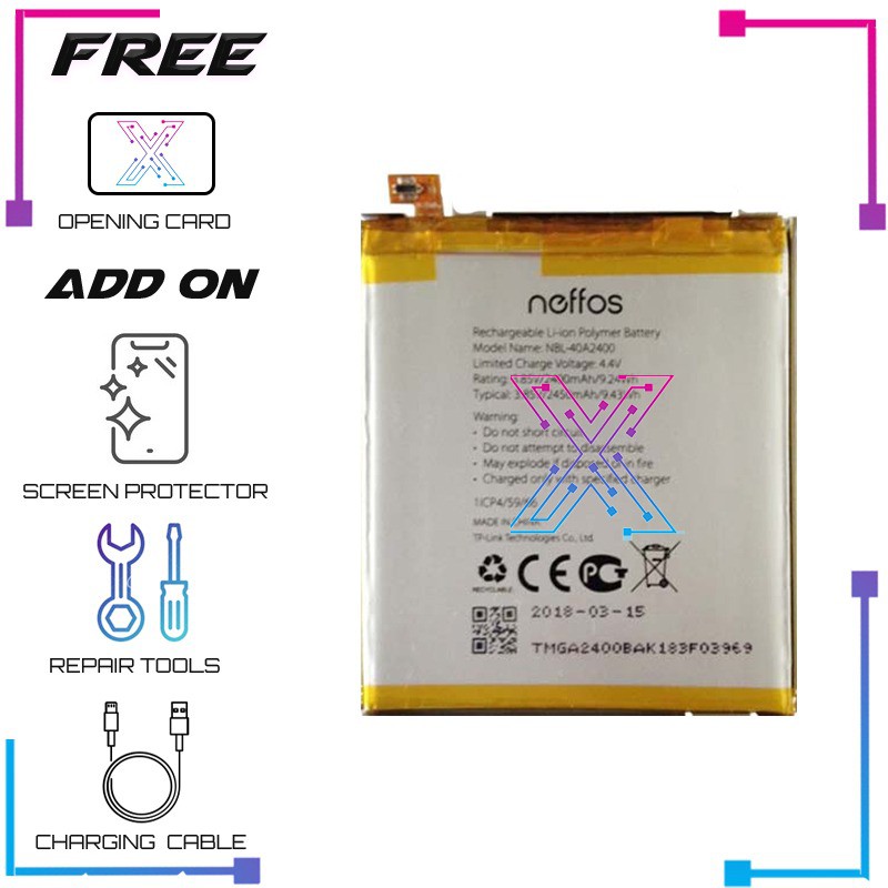 Battery Bateri NBL-40A2400 For NEFFOS Y5S / Y5i (2400mAh) | Shopee Malaysia