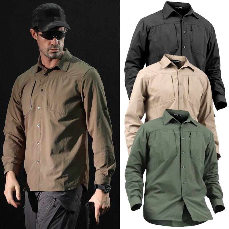 Men Hiking T-Shirts Business Men Casual Shirts Outdoor Fishing Trekking ...