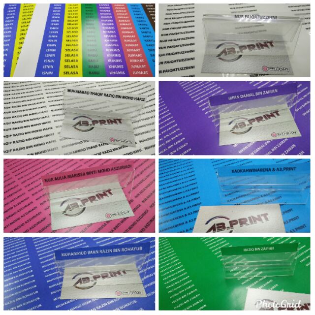 sticker nama anak , nama murid , alatan sekolah , sticker harian (60 ...