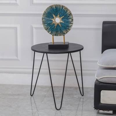 Meja Sisi Modern Wooden Top Nordic Side Table Coffee Table Iron Living ...
