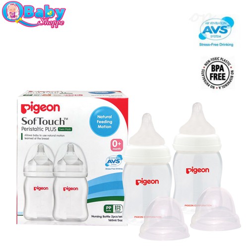Pigeon Wide Neck SofTouch Peristaltic Plus Nursing Bottle 160ml Twin Pack | Shopee Malaysia