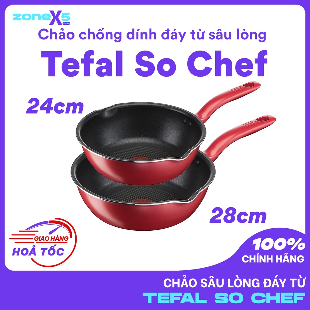 Tefal So Chef Deep Frying Pan 24 / 28cm - Non-Stick Pan with Magnetic ...