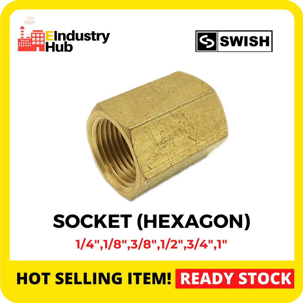 Brass Hexagon Soket BSF Female x Female Socket Threaded Fitting Female ...