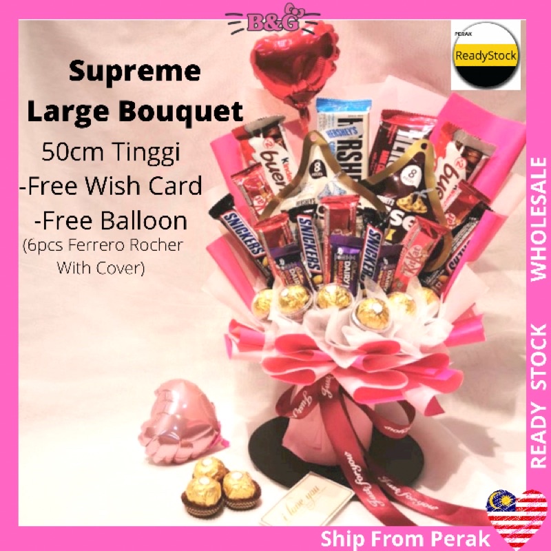 Special Large Bouquet Bunga Chocolate Birthday FREE Gift Box Coklat ...