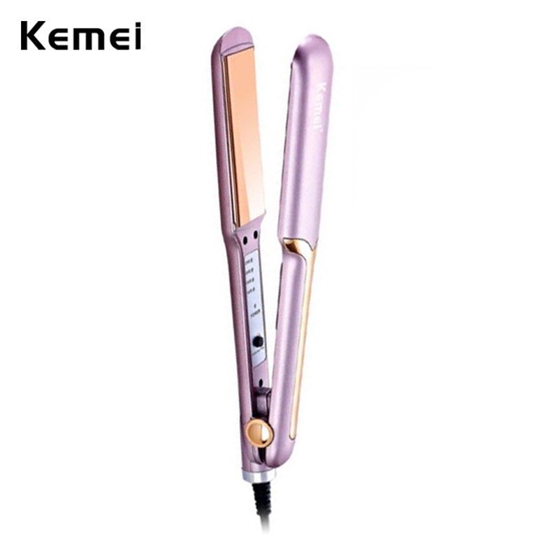 Kemei Wide Plate Hair Straightener Rebonding Vise Fast Heat Flat Iron ...