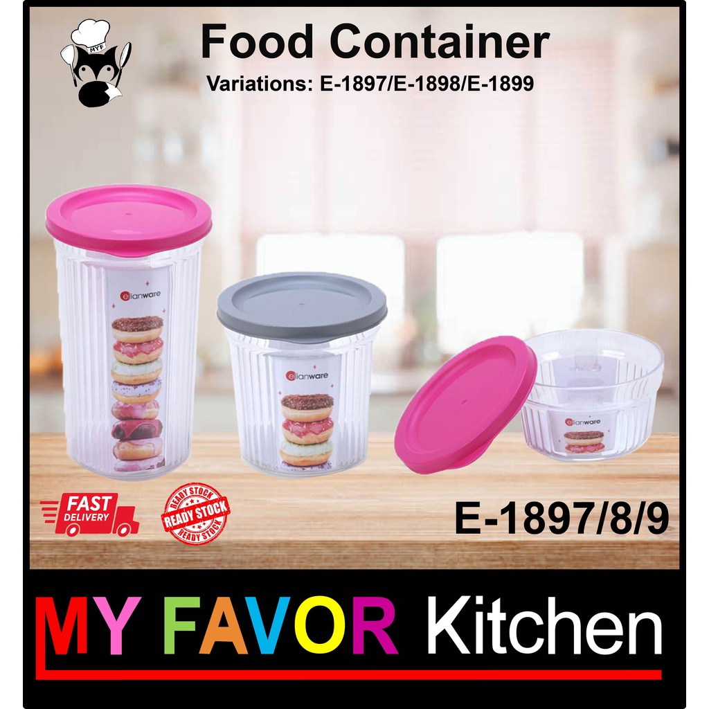 Elianware Airtight Food Container / Bekas Makanan / Bekas Kuih Round ...
